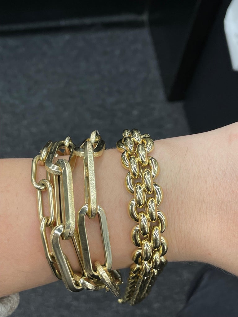 18 Karat Yellow Gold Four Row Link Bracelet 42.2 Grams Made in Italy ...