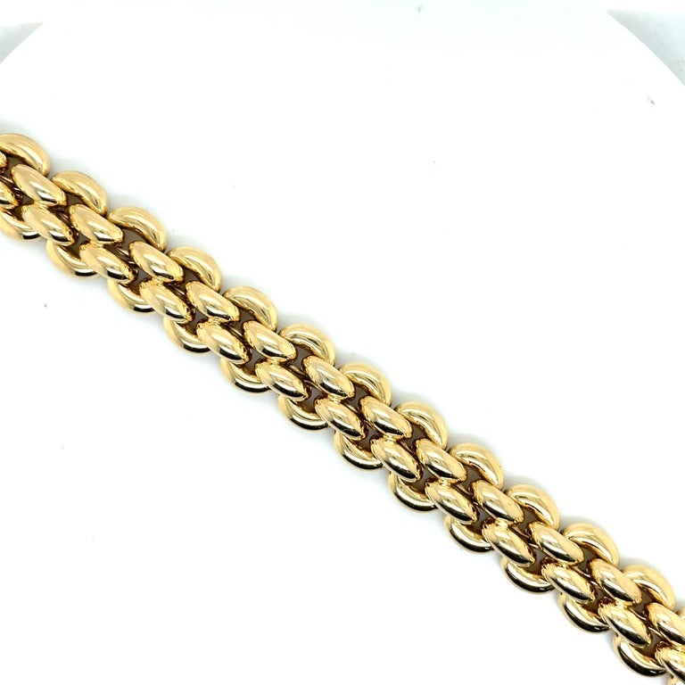 18 Karat Yellow Gold Four Row Link Bracelet 42.2 Grams Made in Italy ...