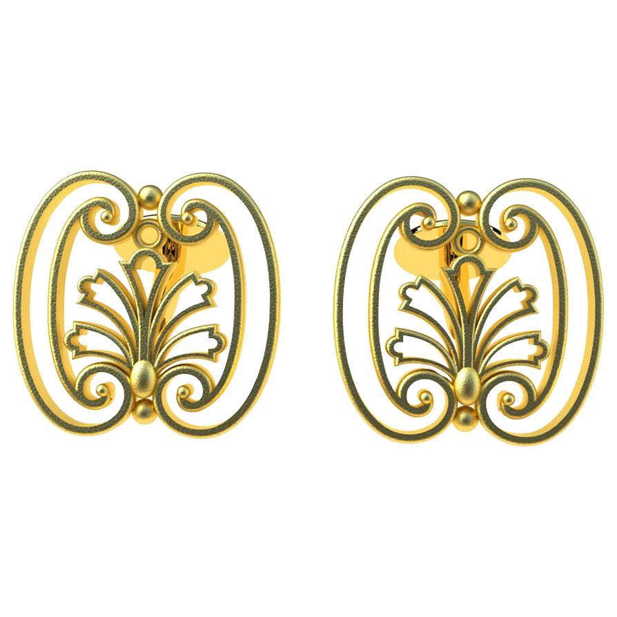18 Karat Yellow Gold French Gate Cufflinks For Sale at 1stDibs