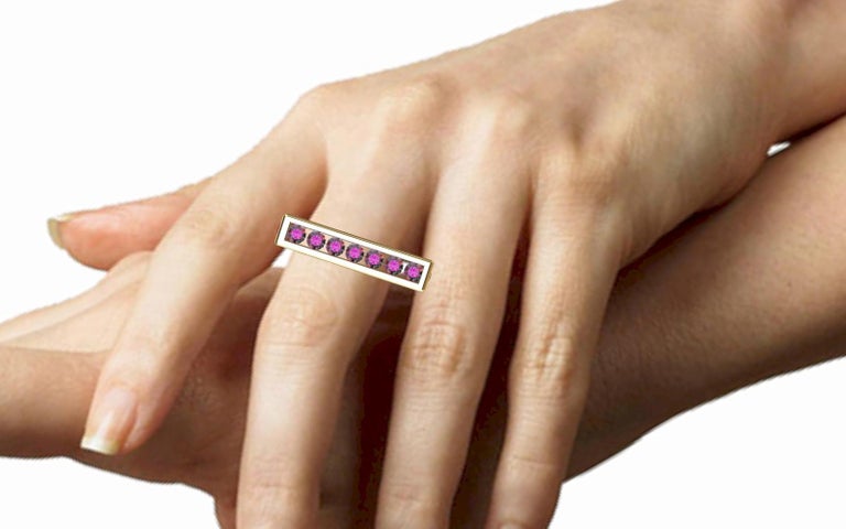 Customizable 18 Karat Yellow Gold Geo Angled Pink Sapphire Ring For ...