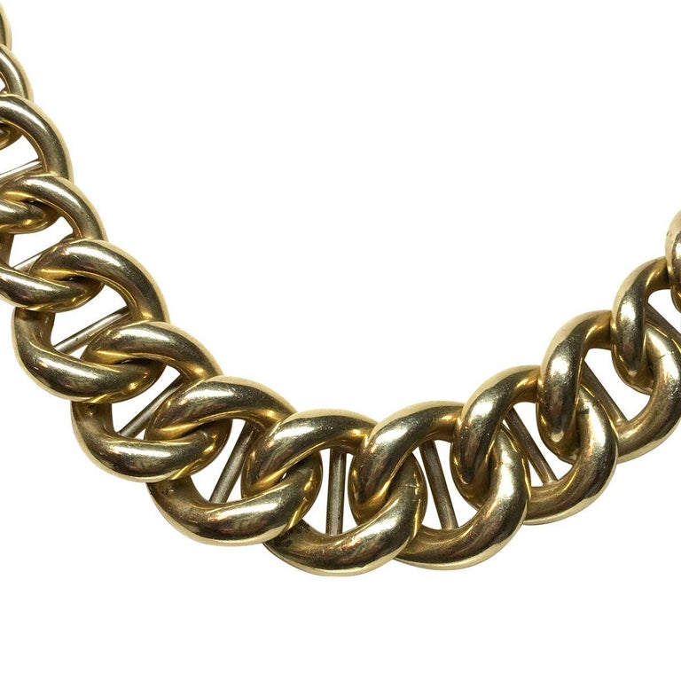 18 Karat Yellow Gold Italian Graduated Curb Link Chain Necklace at ...
