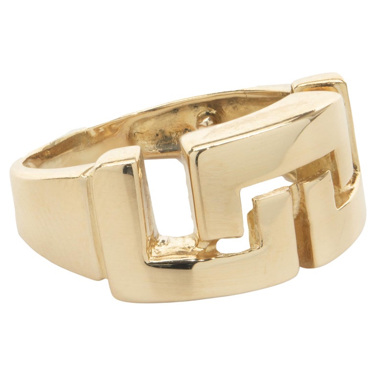 18 Karat Yellow Gold Greek Key Ring For Sale at 1stDibs
