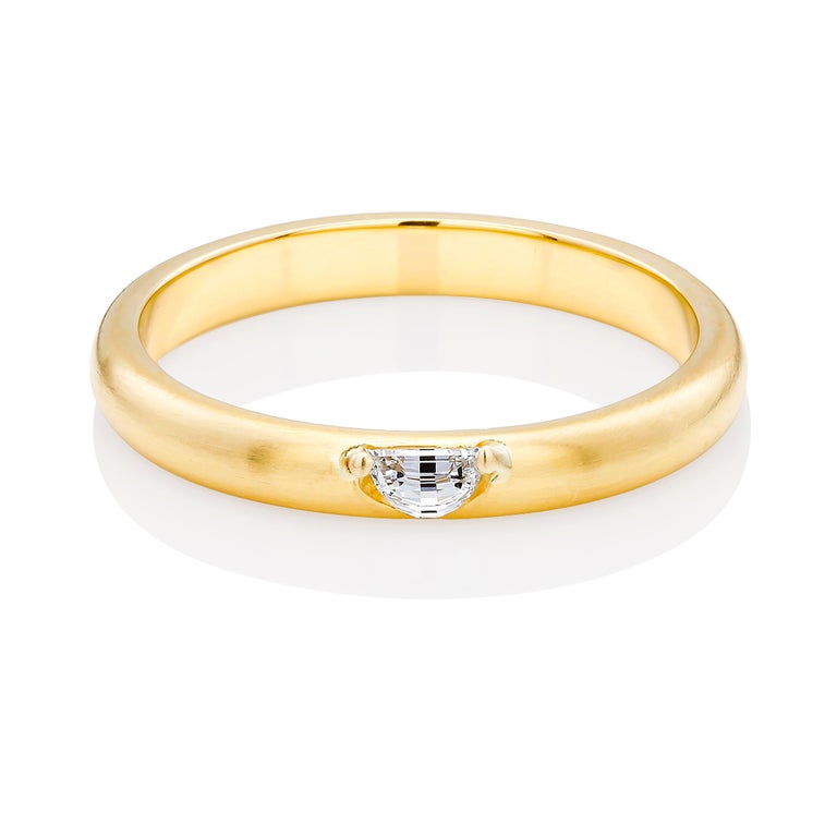 18 Karat Yellow Gold Half Moon Shape Diamond Band at 1stDibs