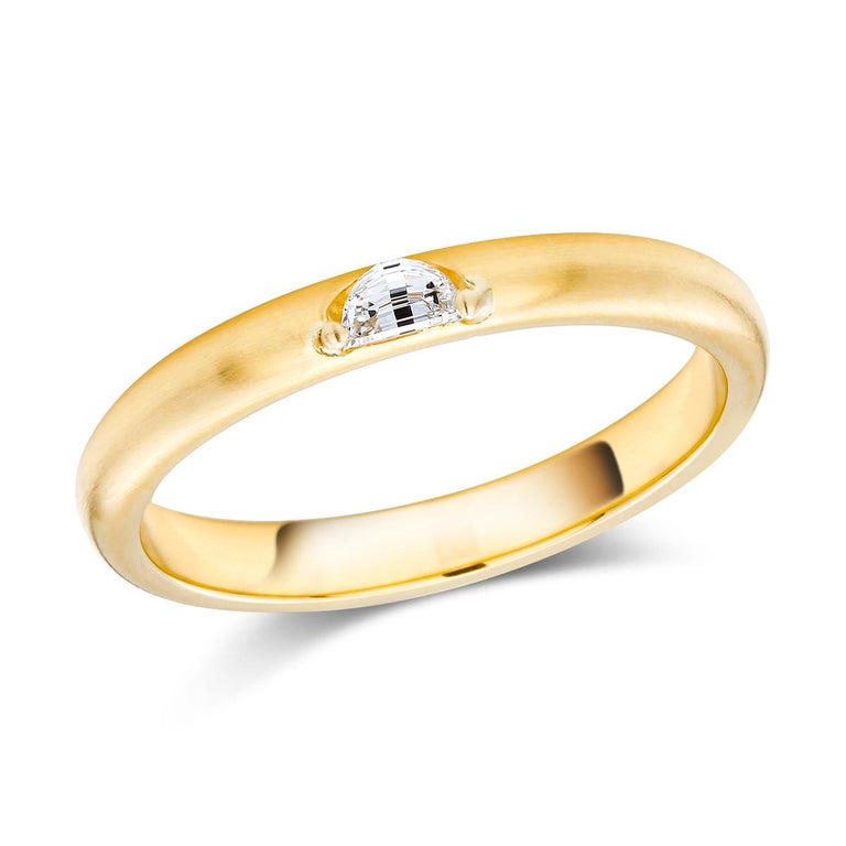 18 Karat Yellow Gold Half Moon Shape Diamond Band at 1stDibs