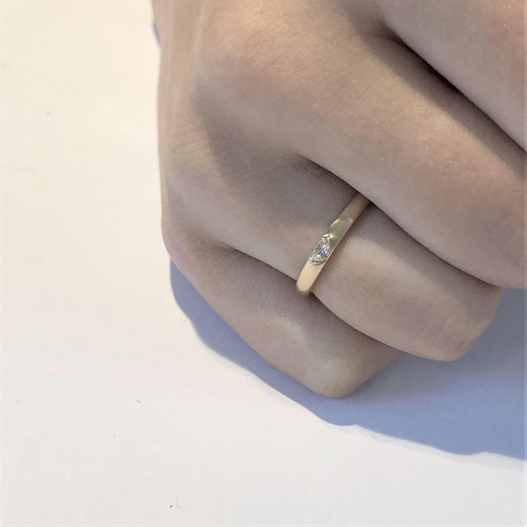 18 Karat Yellow Gold Half Moon Shape Diamond Band at 1stDibs