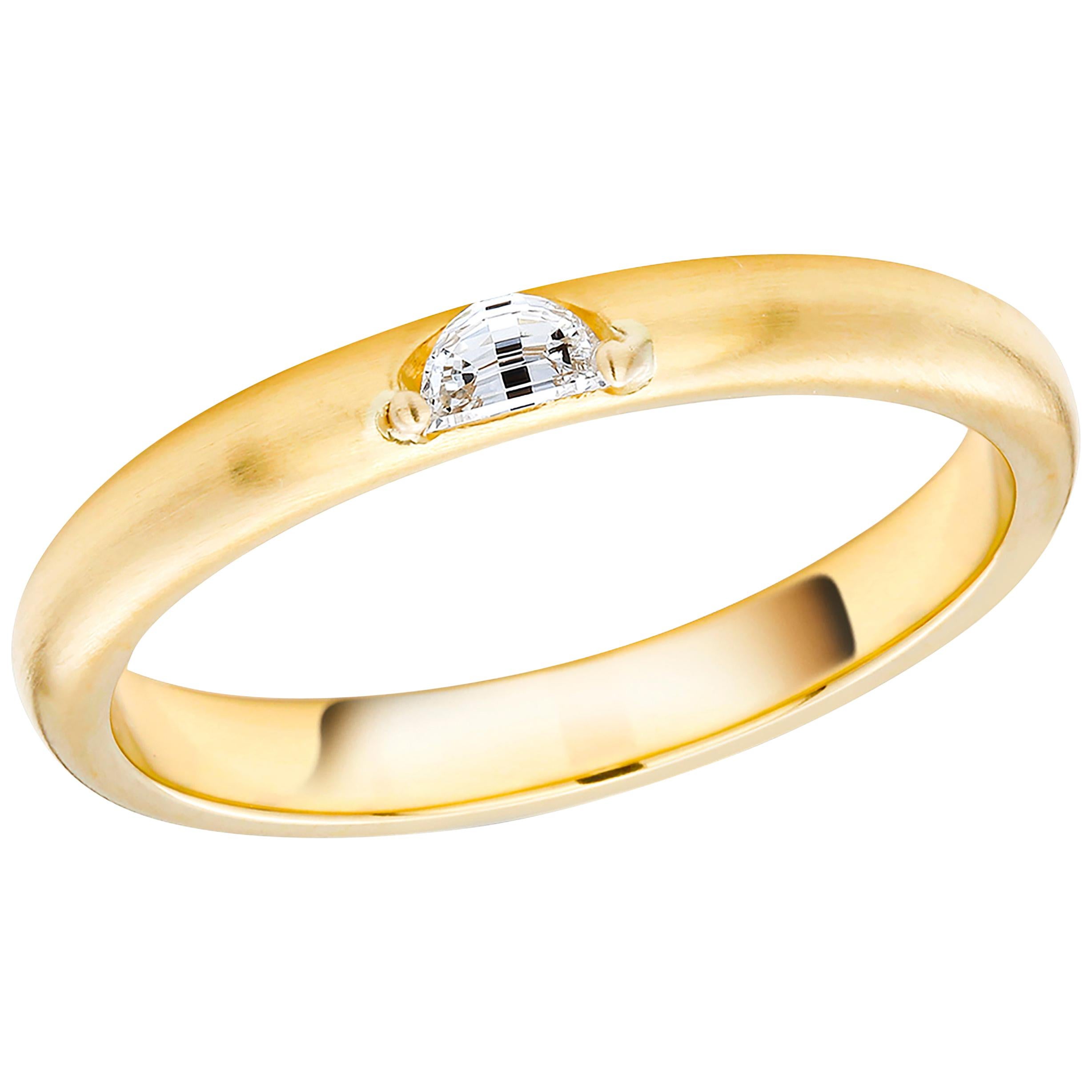 18 Karat Yellow Gold Half Moon Shape Diamond Band at 1stDibs