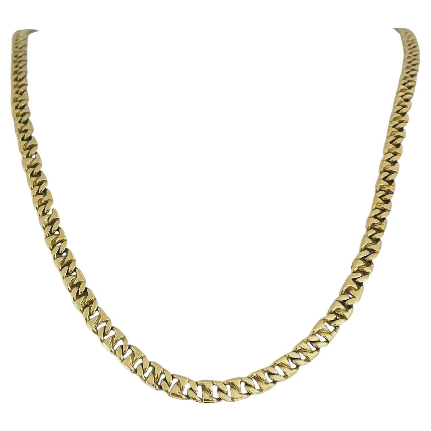 14 Karat Yellow Gold Solid Heavy Mariner Gucci Link Chain Necklace For ...