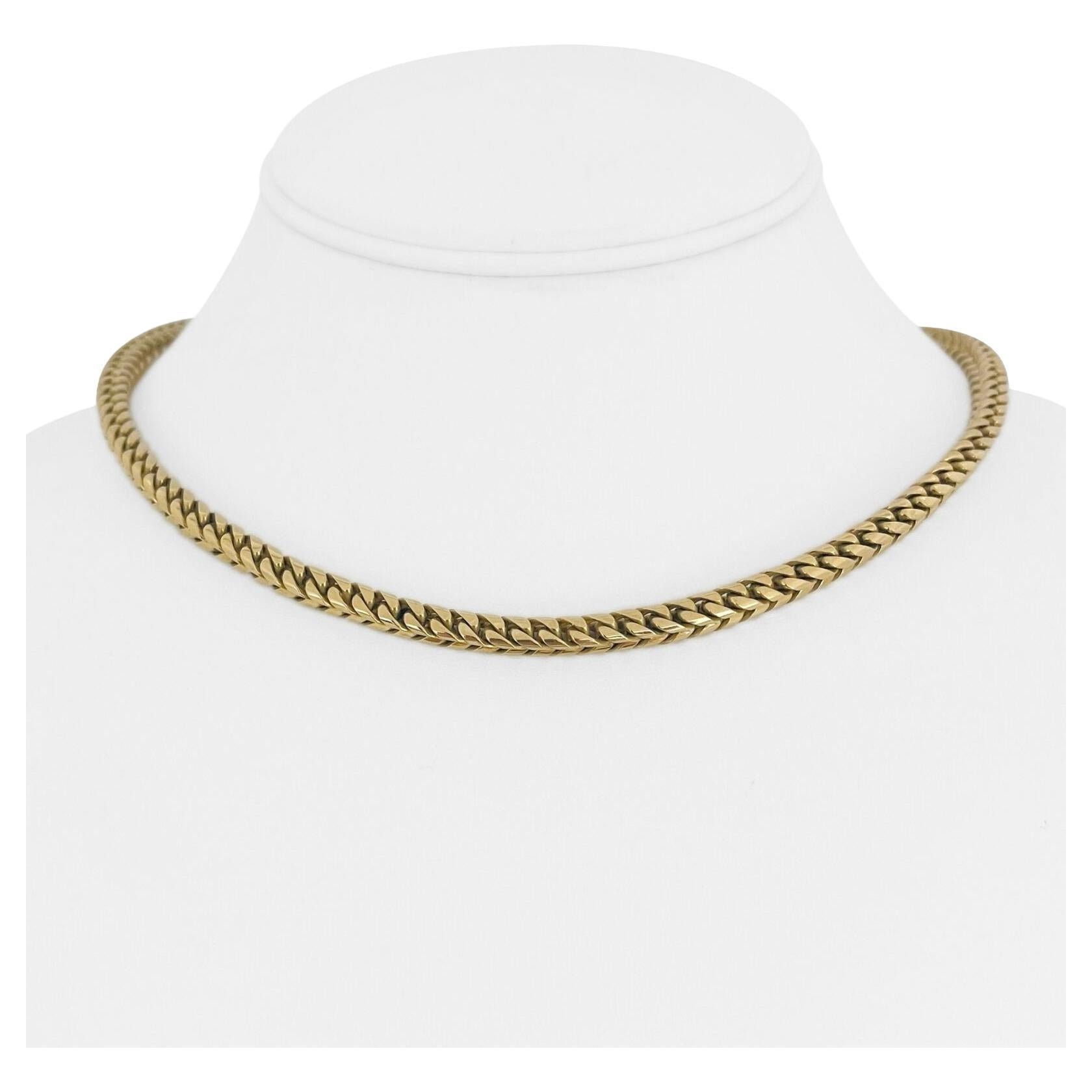 18 Karat Yellow Gold Heavy Long Squared Franco Link Chain Necklace For ...