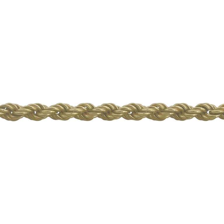 18 Karat Yellow Gold Hollow Ladies Rope Chain Necklace For Sale at 1stDibs