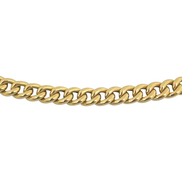 18 Karat Yellow Gold Hollow Light Curb Link Chain Necklace For Sale at ...