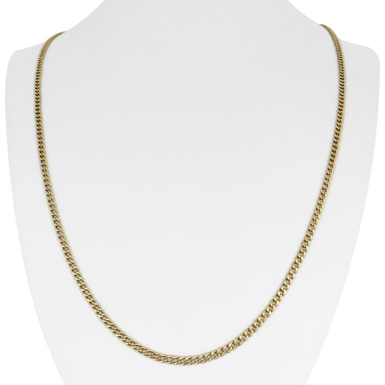 18 Karat Yellow Gold Hollow Light Curb Link Chain Necklace, Italy For ...