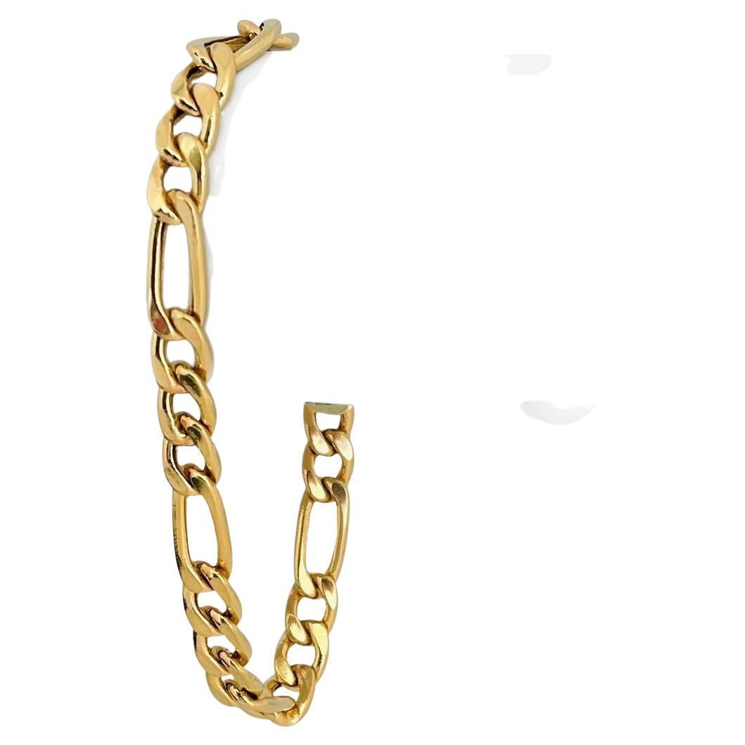 18 Karat Yellow Gold Italian Hollow Link Bracelet For Sale at 1stDibs