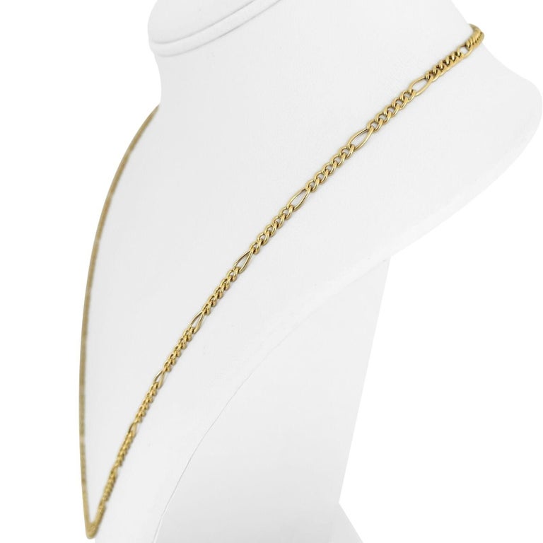18 Karat Yellow Gold Hollow Light Figaro Link Chain Necklace For Sale ...