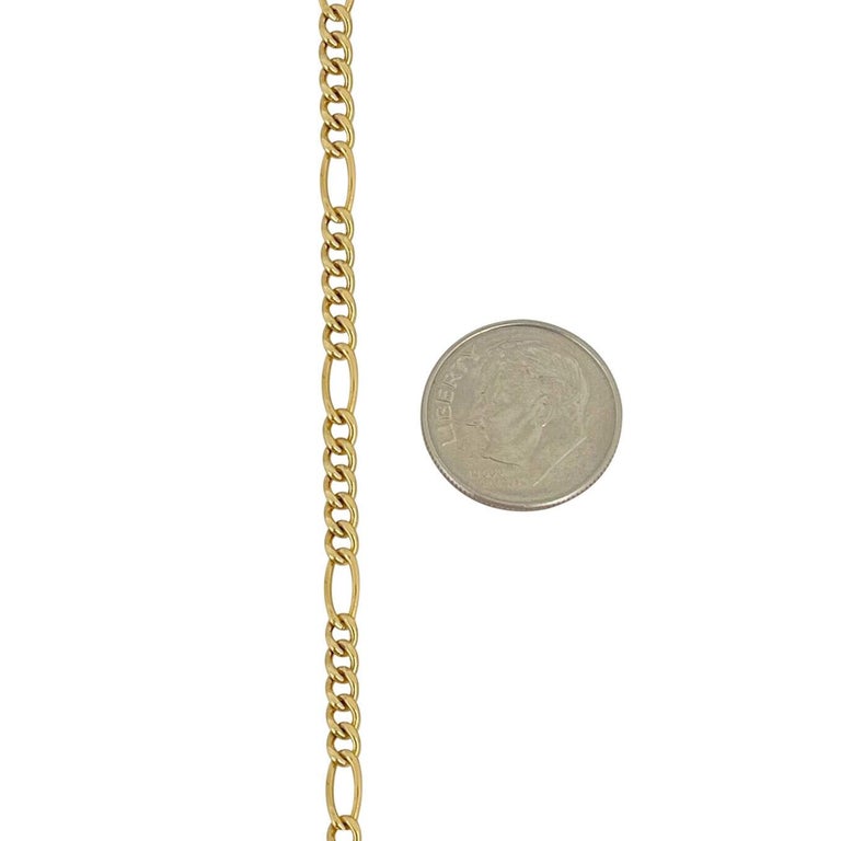 18 Karat Yellow Gold Hollow Light Figaro Link Chain Necklace For Sale ...