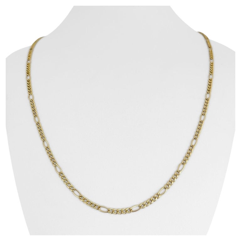 18 Karat Yellow Gold Hollow Light Figaro Link Chain Necklace For Sale ...