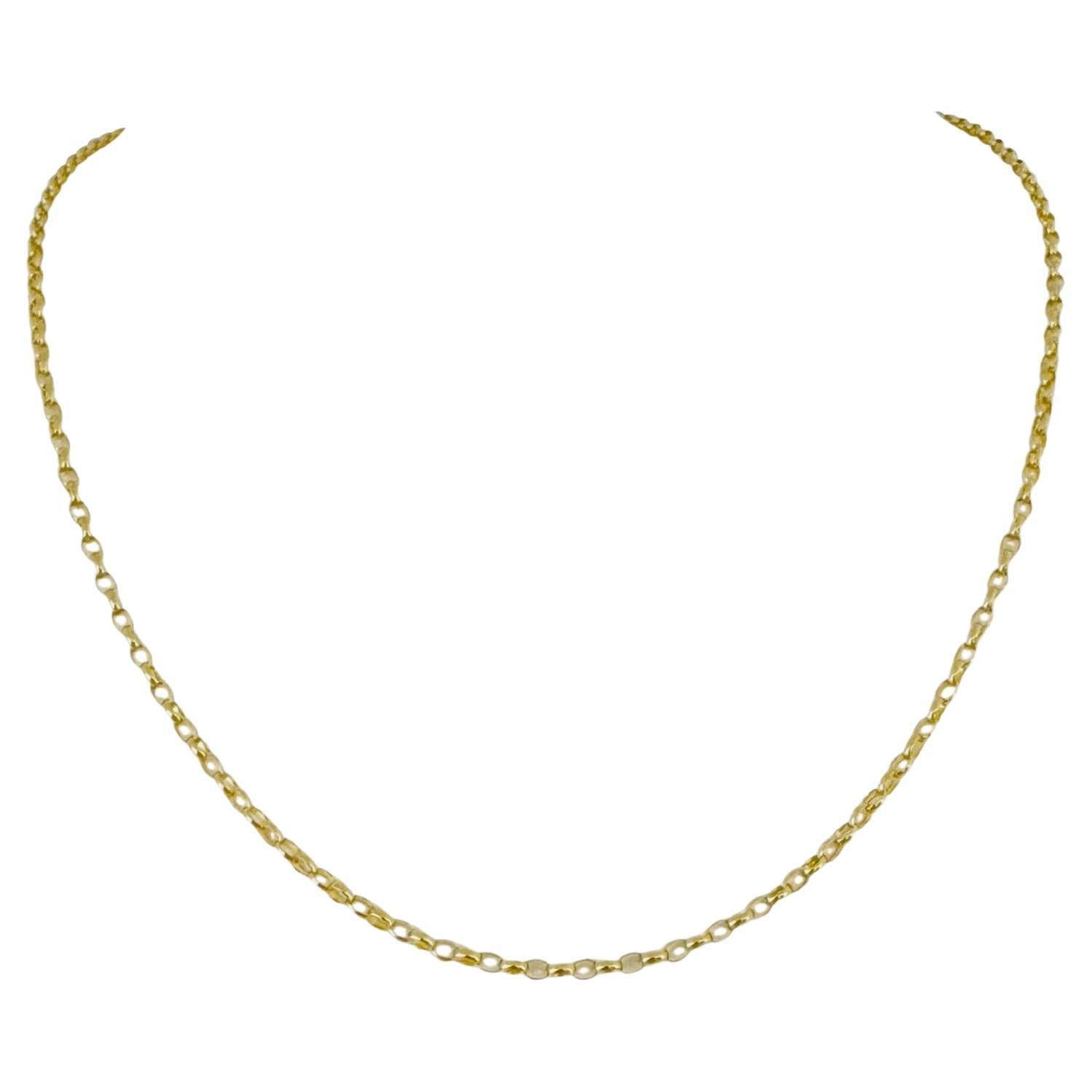 18 Karat Yellow Gold Hollow Light Rolo Link Chain Necklace Italy For ...