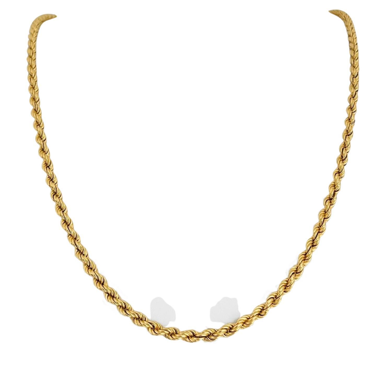 18 Karat Yellow Gold Hollow Light UnoAErre Rope Chain Necklace, Italy ...