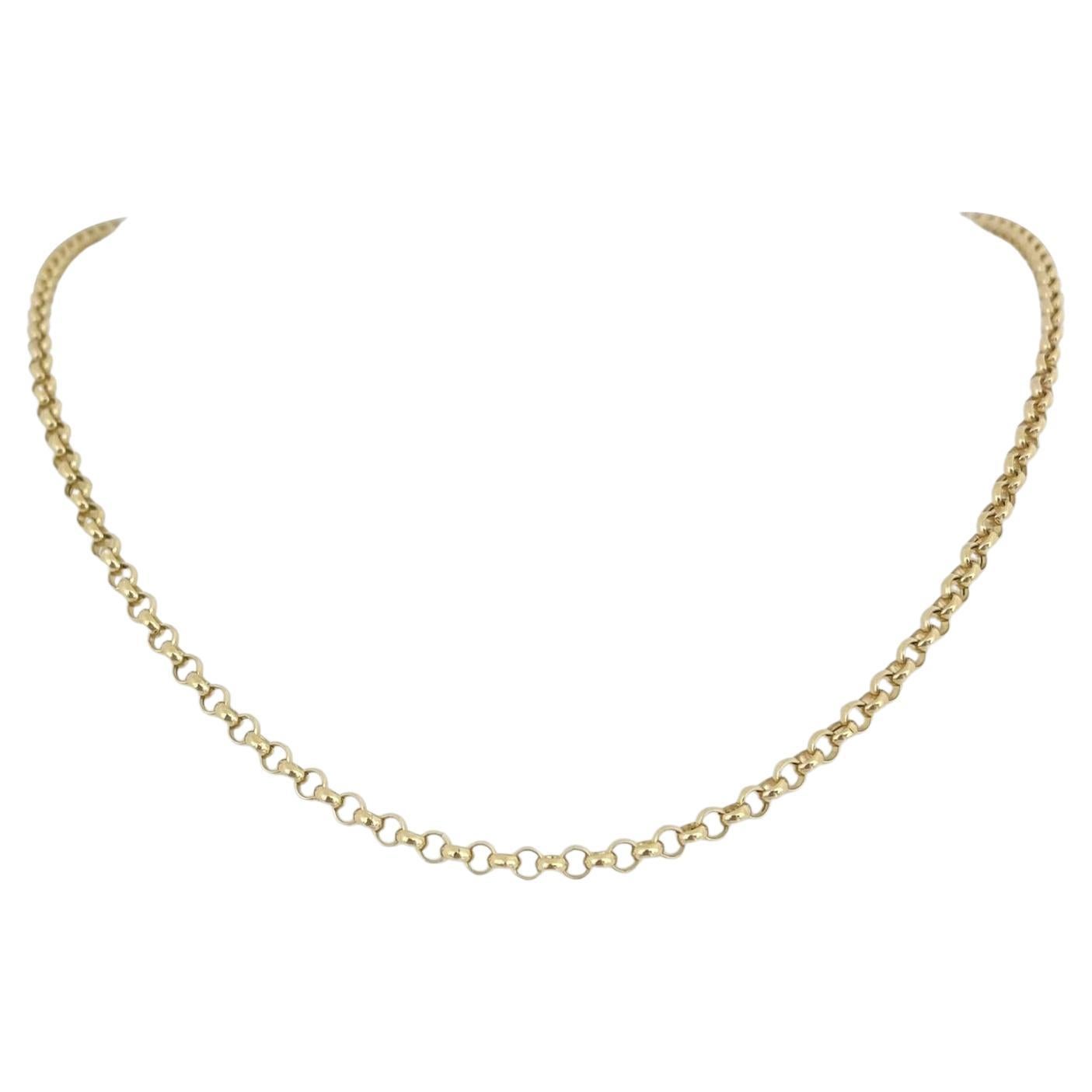 18 Karat Yellow Gold Hollow Milor Rolo Cable Link Chain Necklace Italy ...