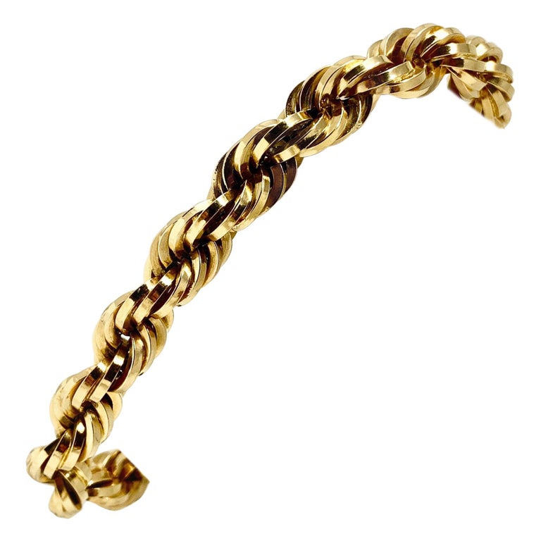 18 Karat Yellow Gold Hollow Thick Rope Bracelet For Sale at 1stDibs