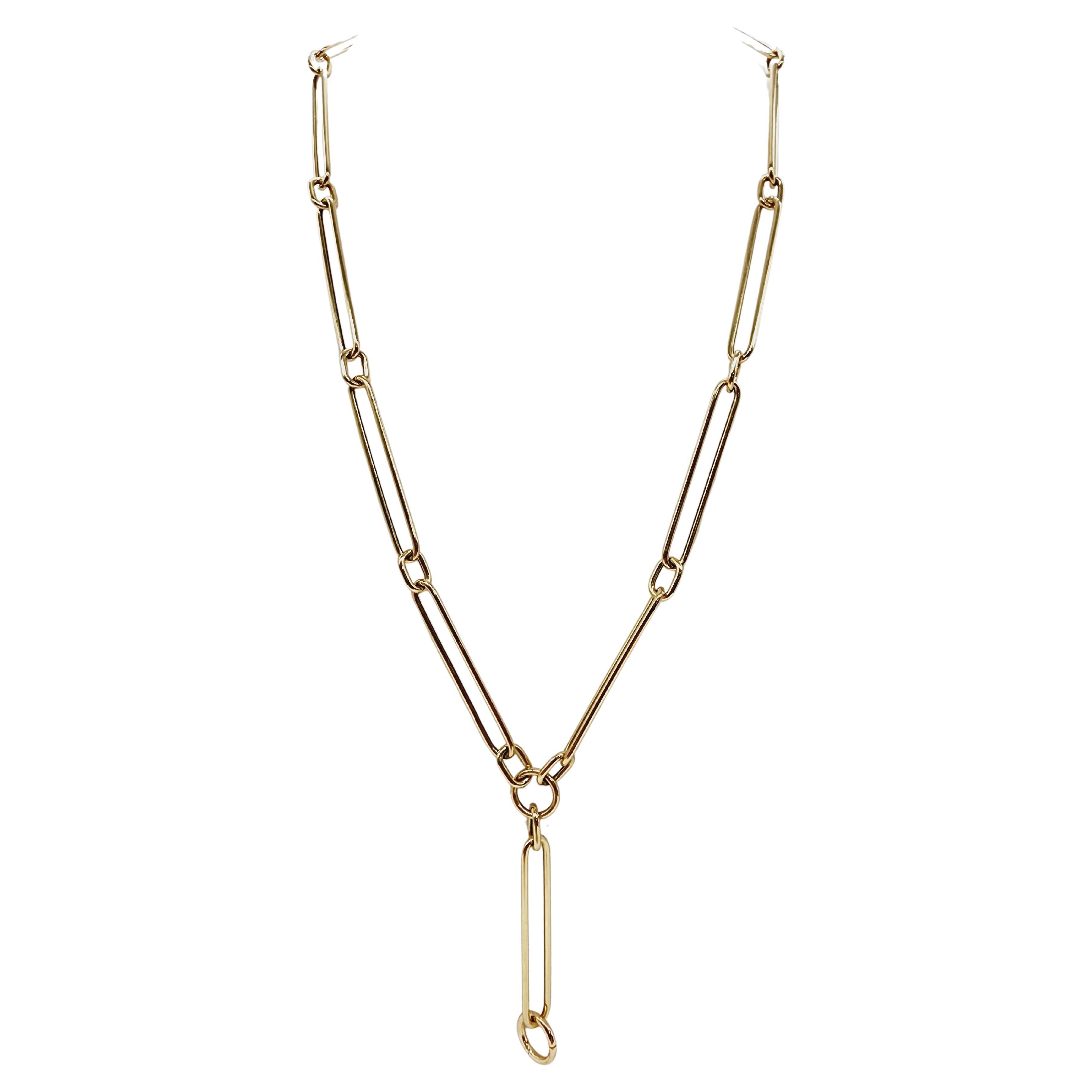18 Karat Yellow Gold Italian Paper Clip Chain For Sale at 1stDibs