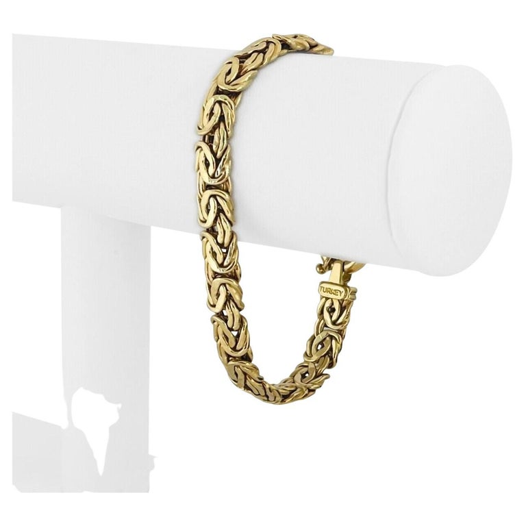 18 Karat Yellow Gold Ladies Byzantine Link Chain Bracelet Turkey For ...