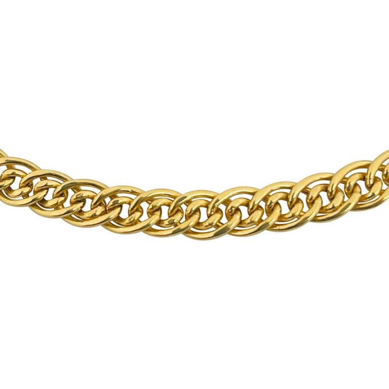 18 Karat Yellow Gold Ladies Fancy Curb Link Chain Necklace For Sale at ...