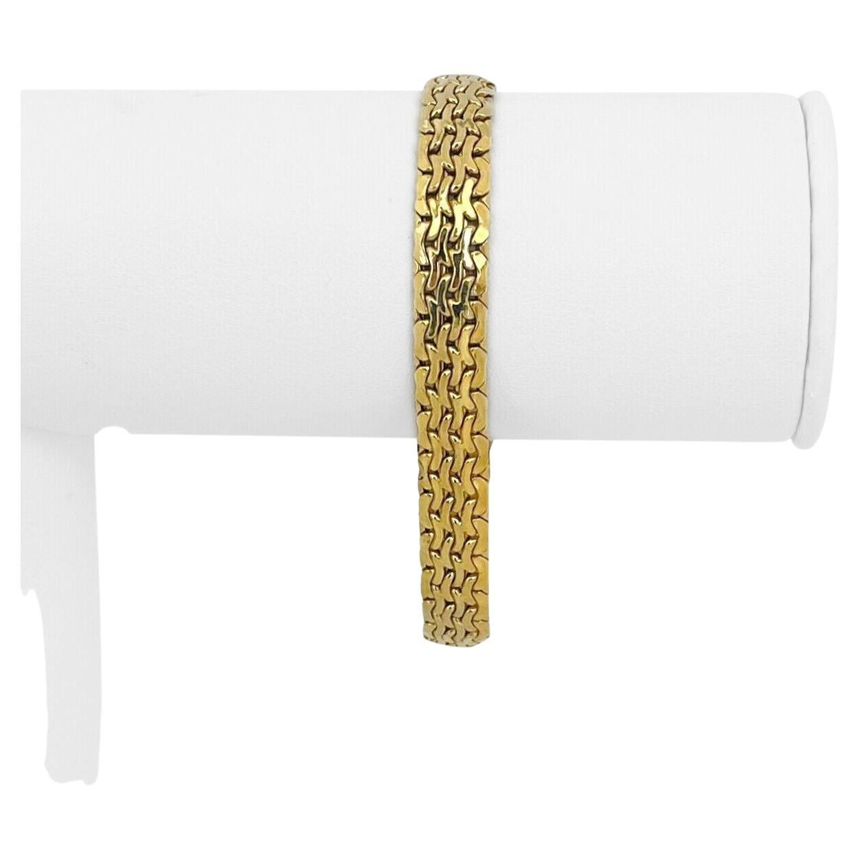 18 Karat Yellow Gold Ladies Twisted Two Stand Box Link Bracelet For ...