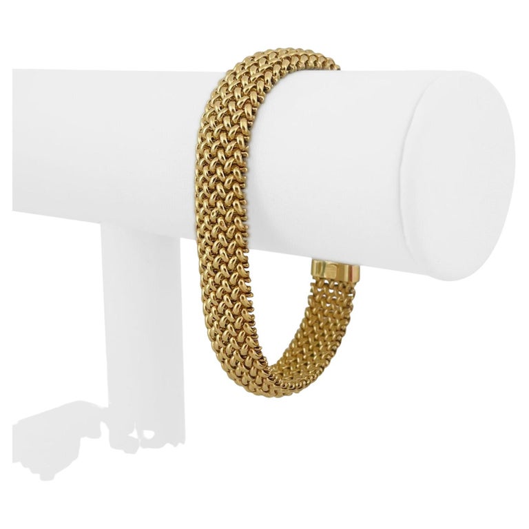 18 Karat Yellow Gold Ladies Fancy Mesh Link Bracelet, Italy For Sale at ...
