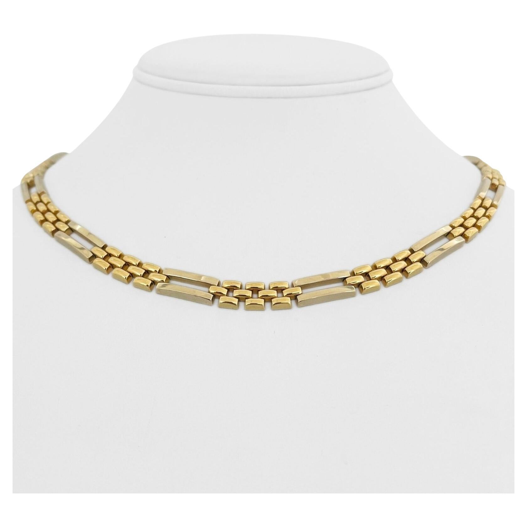 18 Karat Yellow Gold Ladies Fancy Panther and Bar Link Necklace Italy ...