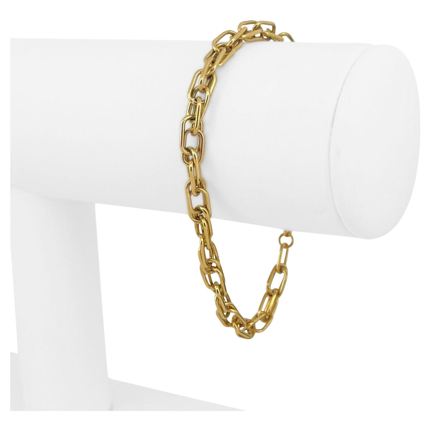 18 Karat Yellow Gold Ladies Fancy Twisted Rectangle Link Bracelet Italy ...