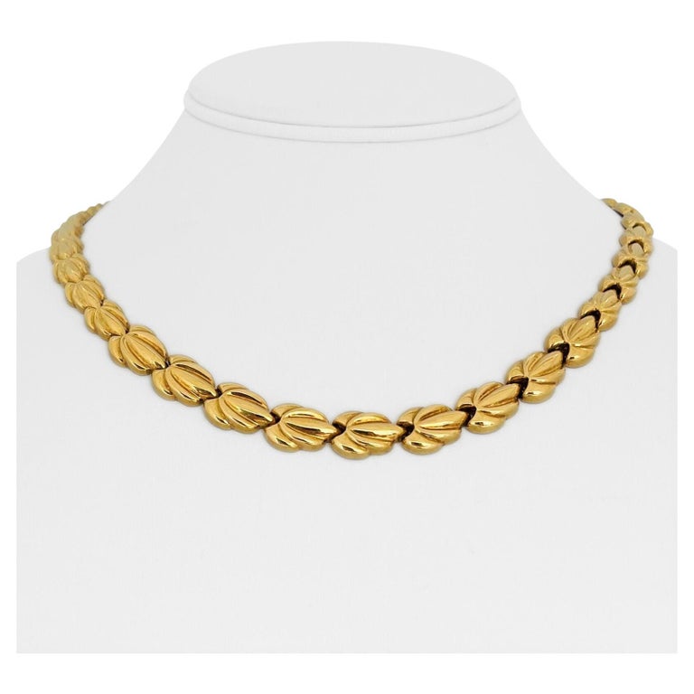 18 Karat Yellow Gold Ladies Graduated Fancy Link Necklace Italy For ...