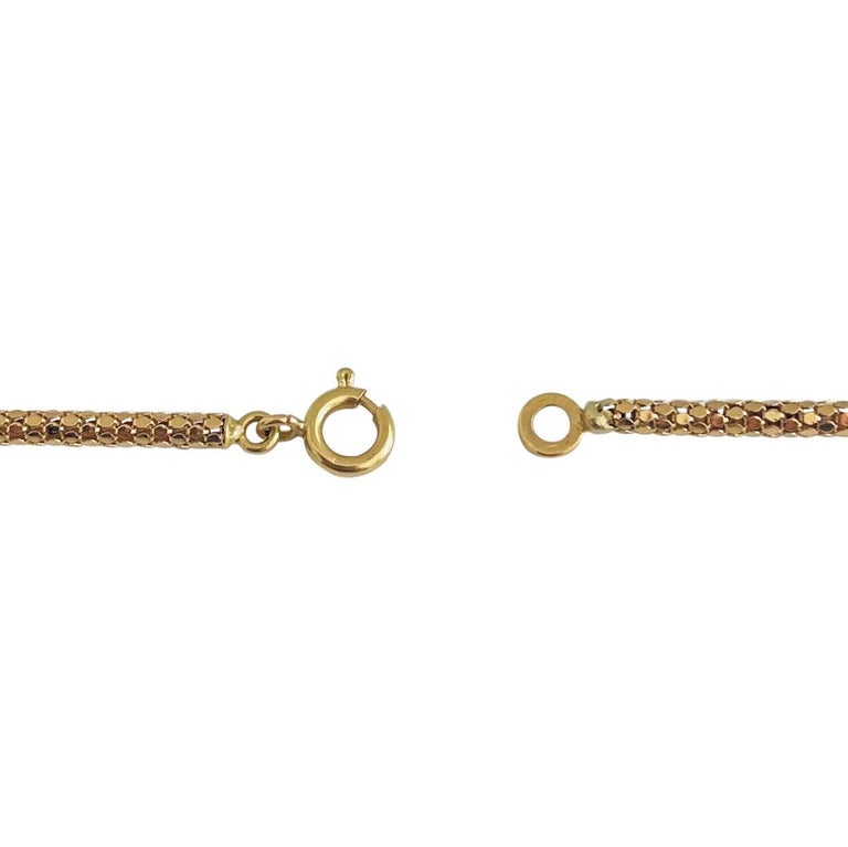 18 Karat Yellow Gold Ladies Popcorn Link Chain Necklace, Italy For Sale ...