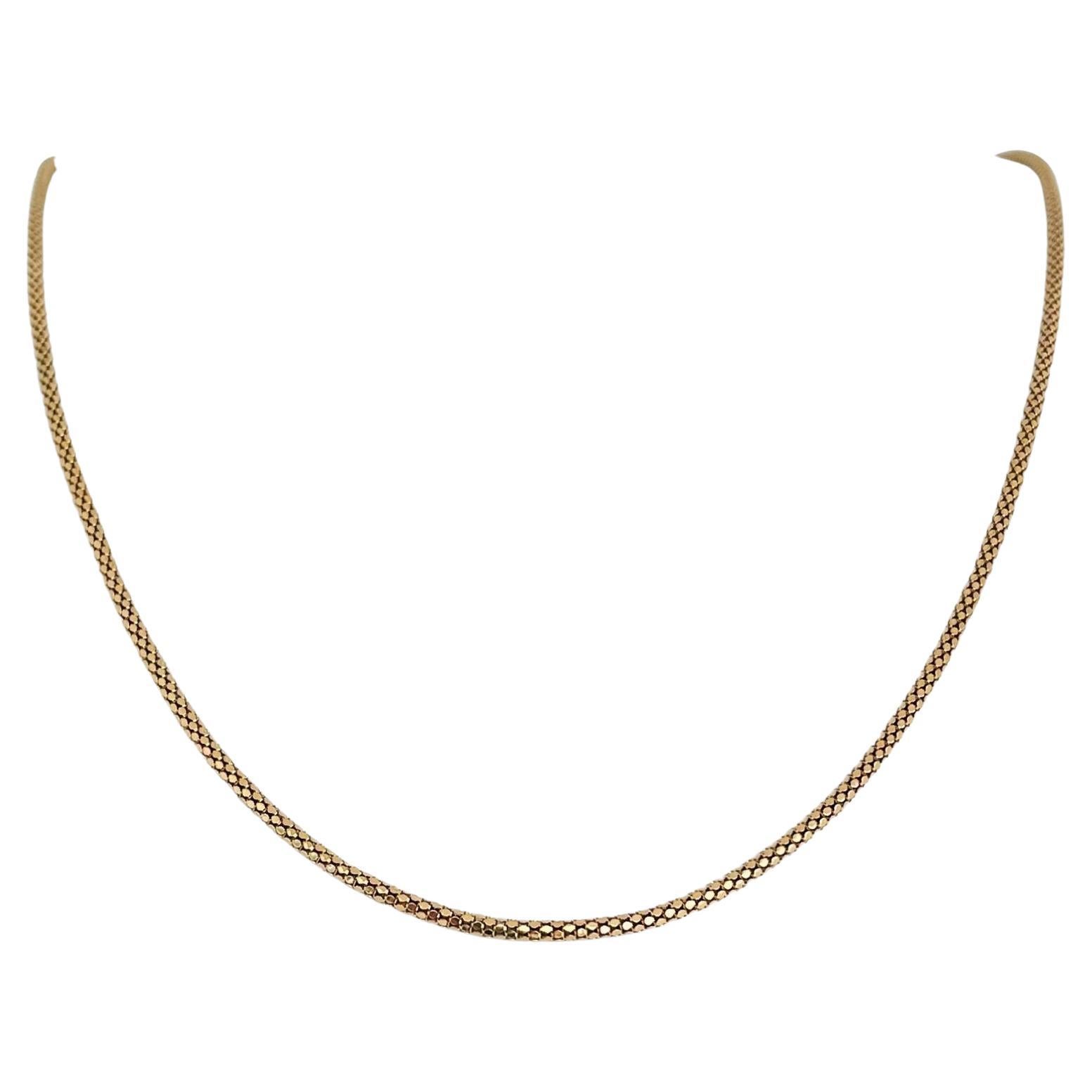 14 Karat Yellow Gold Ladies Open Popcorn Link Chain Necklace Italy For ...