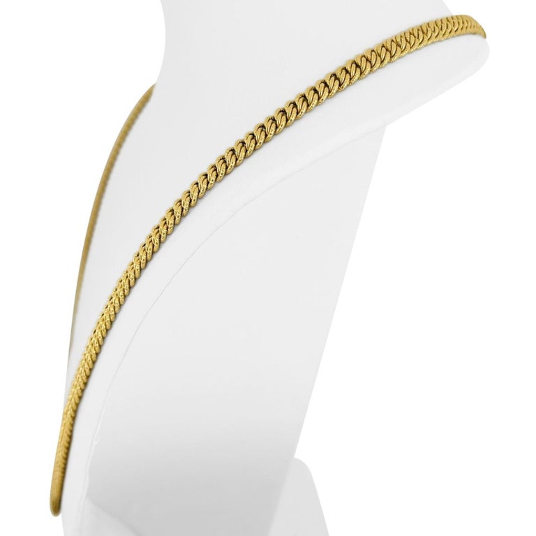 18 Karat Yellow Gold Ladies Textured Twisted Curb Link Necklace Italy ...