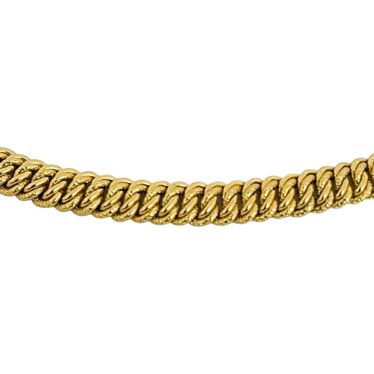 18 Karat Yellow Gold Ladies Textured Twisted Curb Link Necklace Italy ...