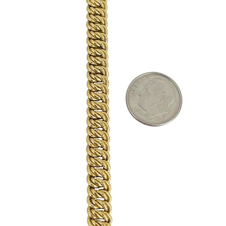 18 Karat Yellow Gold Ladies Textured Twisted Curb Link Necklace Italy ...
