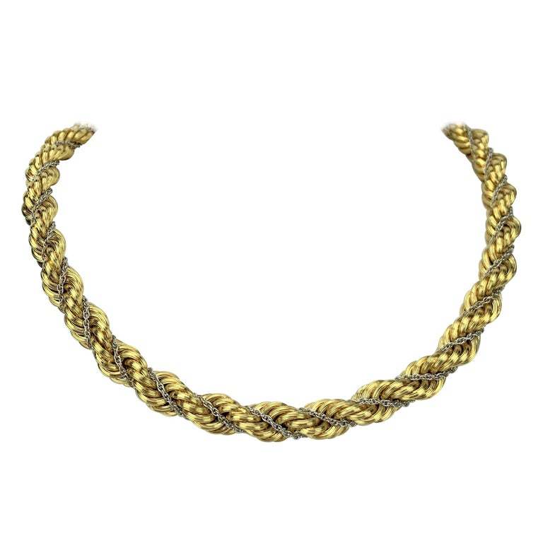 18 Karat Yellow Gold Ladies Thick Rope Chain Necklace For Sale at ...