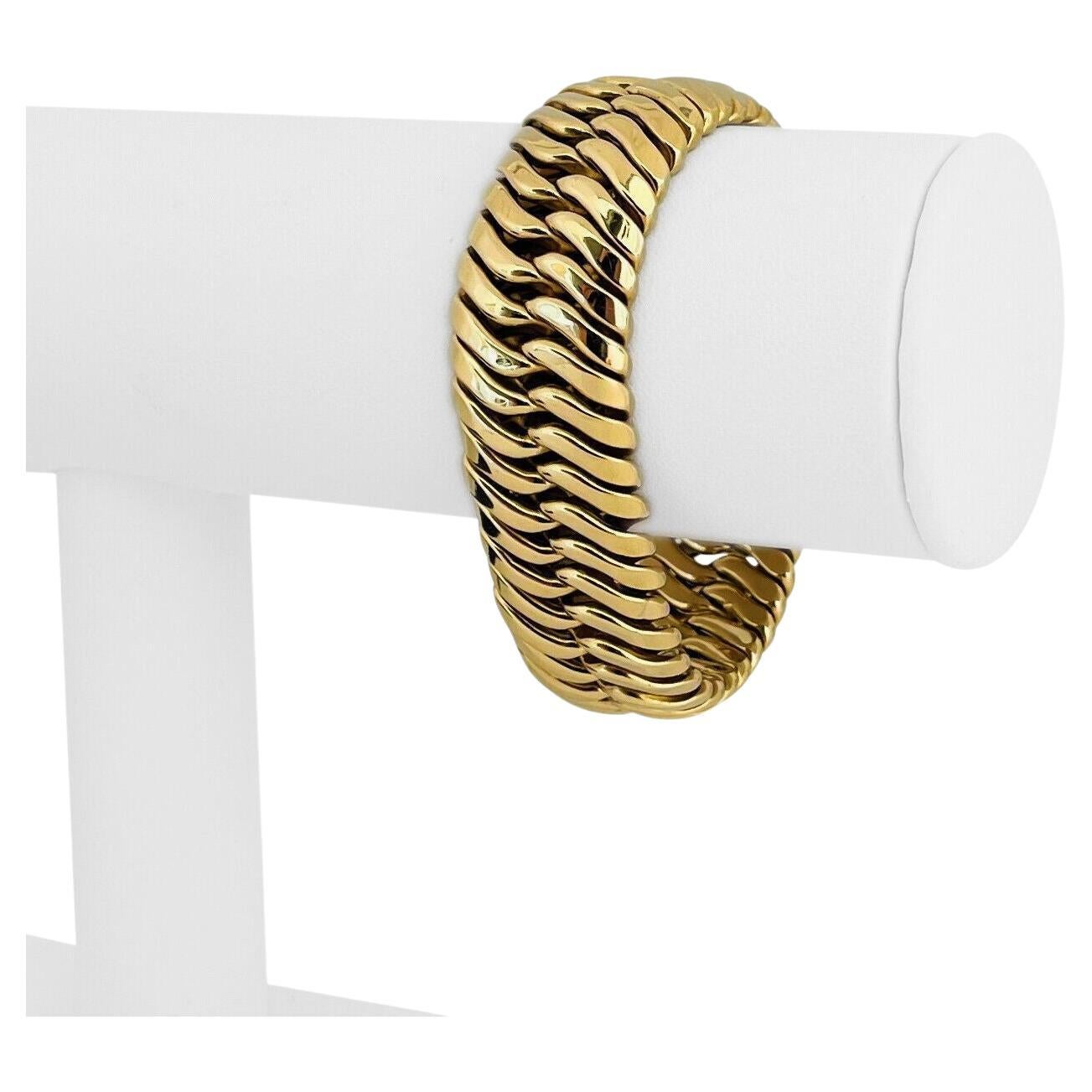Italian 18 Karat Yellow Gold Wide Ladder Link Bracelet For Sale at 1stDibs
