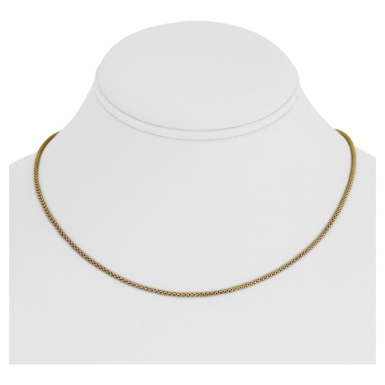 18 Karat Yellow Gold Ladies Thin Popcorn Link Chain Necklace, Italy For ...