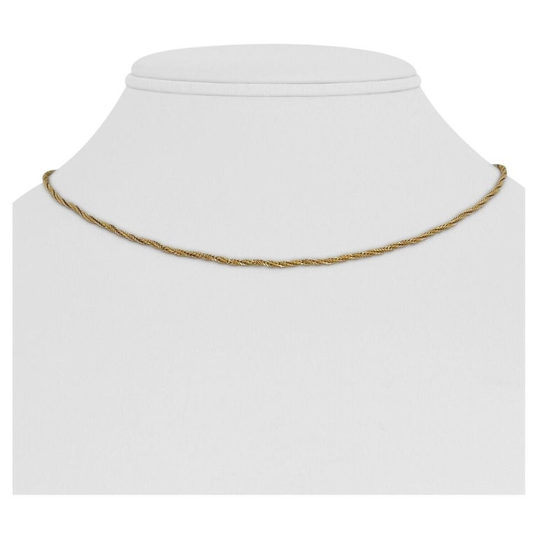 18 Karat Yellow Gold Ladies Thin Sparkling Twisted Rope Chain Necklace ...