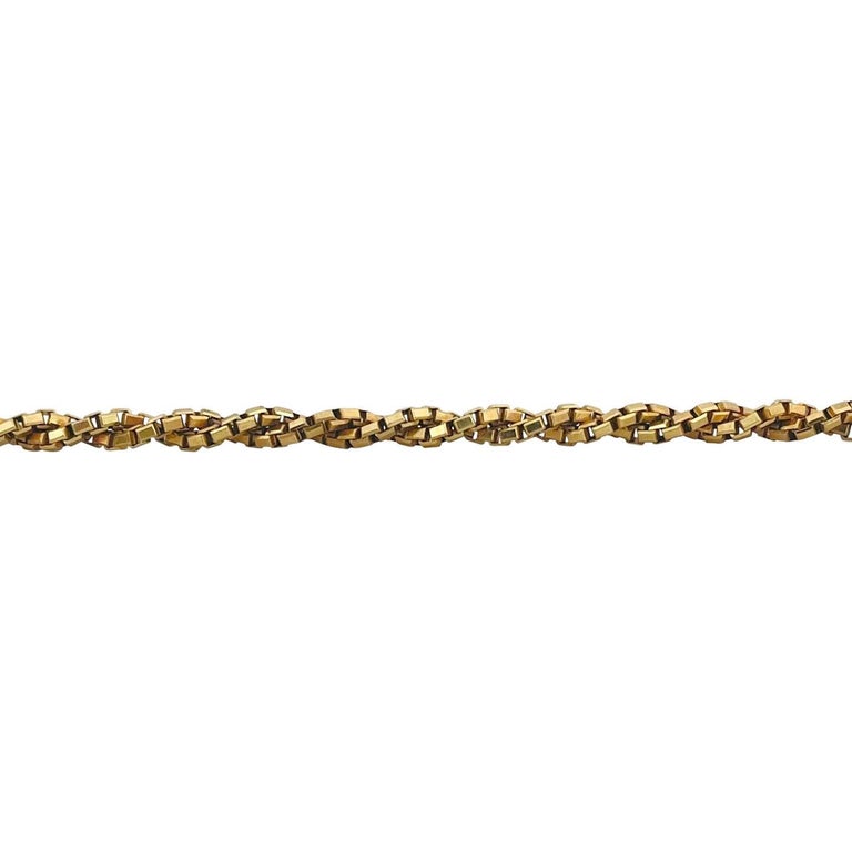 18 Karat Yellow Gold Ladies Twisted Two Stand Box Link Bracelet For ...
