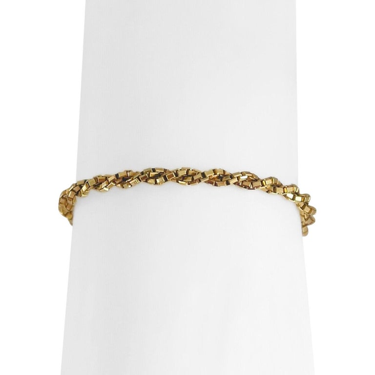 18 Karat Yellow Gold Ladies Twisted Two Stand Box Link Bracelet For ...