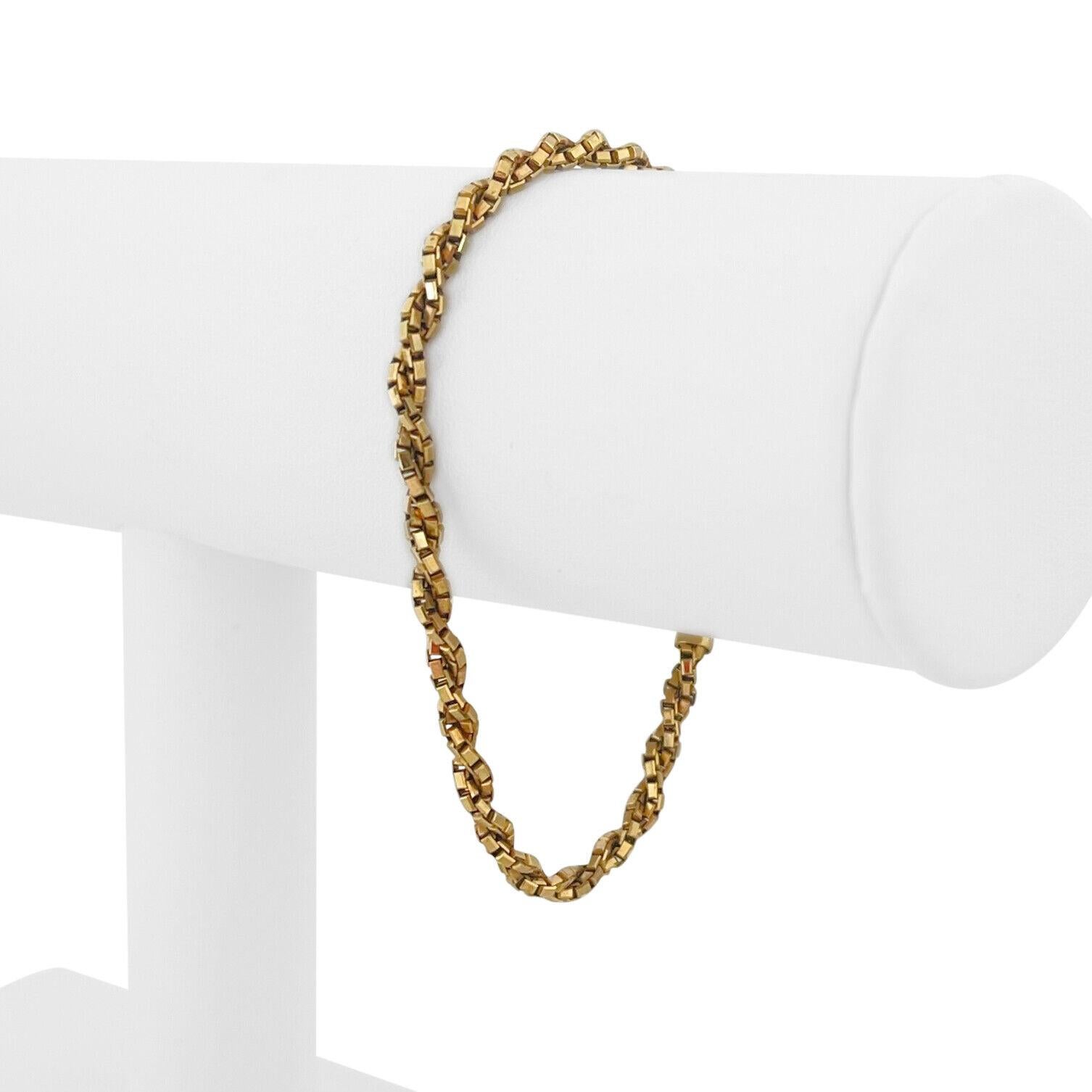 18 Karat Yellow Gold Ladies Twisted Two Stand Box Link Bracelet For ...