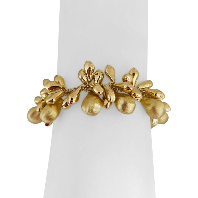 18 Karat Yellow Gold Ladies Unique Ball Bead Link Bracelet Italy For ...
