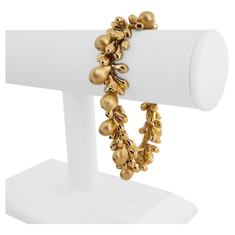 18 Karat Yellow Gold Ladies Unique Ball Bead Link Bracelet Italy For ...