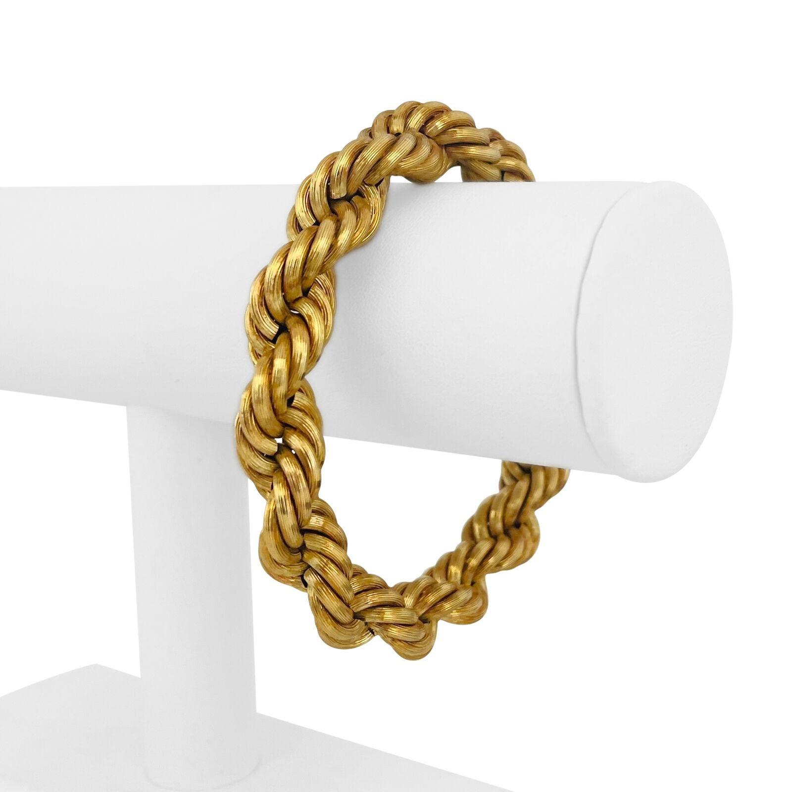 18 Karat Yellow Gold Ladies Very Thick Rope Bracelet, Italy For Sale at ...