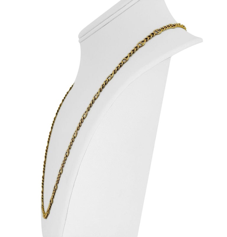 18 Karat Yellow Gold Light Hollow Fancy Figarucci Chain Necklace, Italy ...