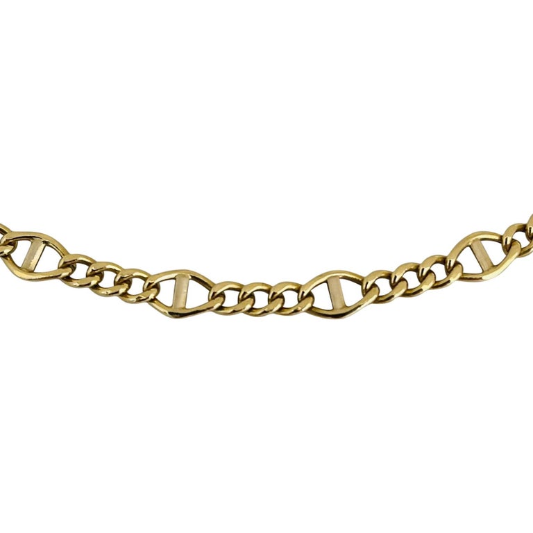18 Karat Yellow Gold Light Hollow Fancy Figarucci Chain Necklace, Italy ...