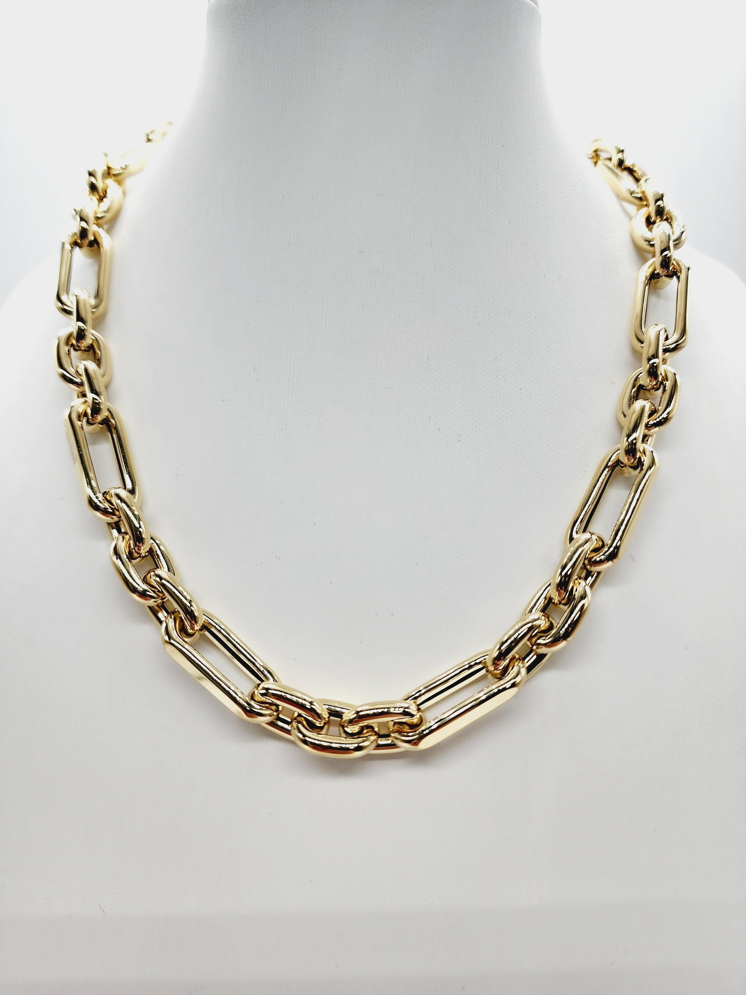 18 Karat Yellow Gold Italian Link Chain 16'' 9mm For Sale at 1stDibs