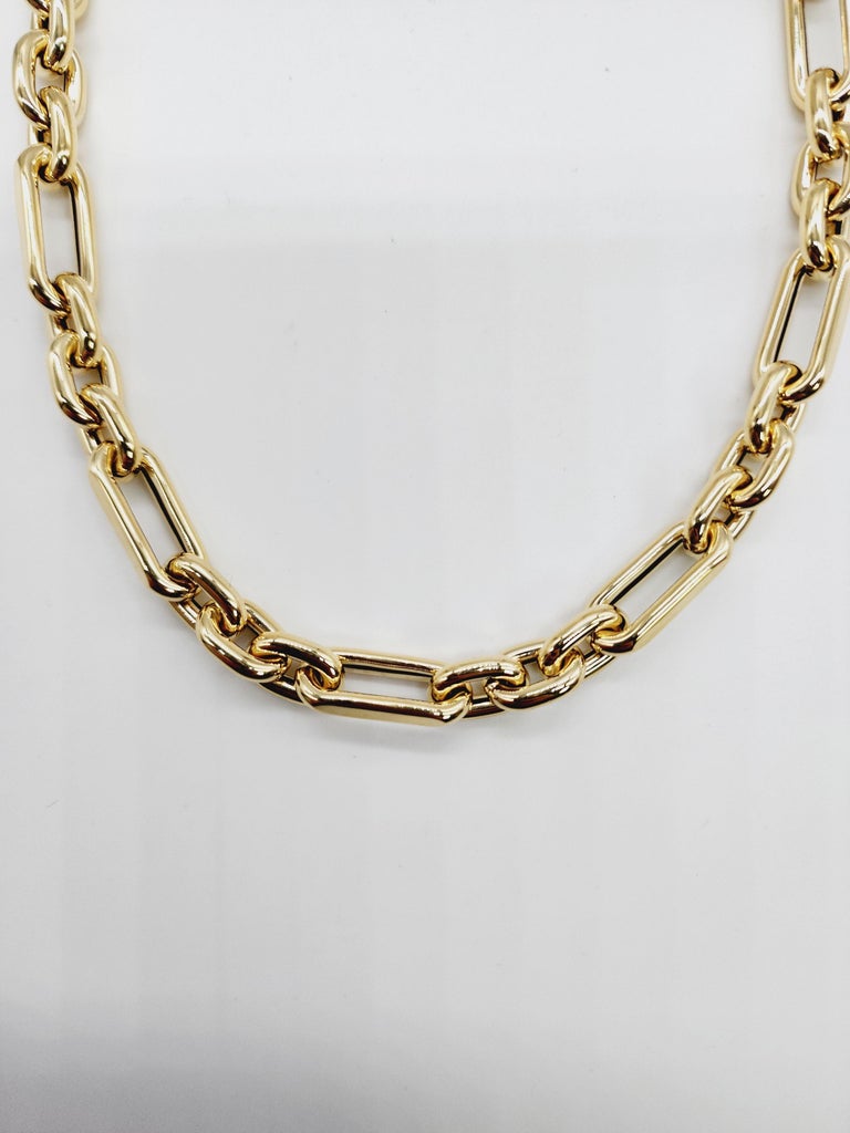 18 Karat Yellow Gold Italian Link Chain 16'' 9mm For Sale at 1stDibs